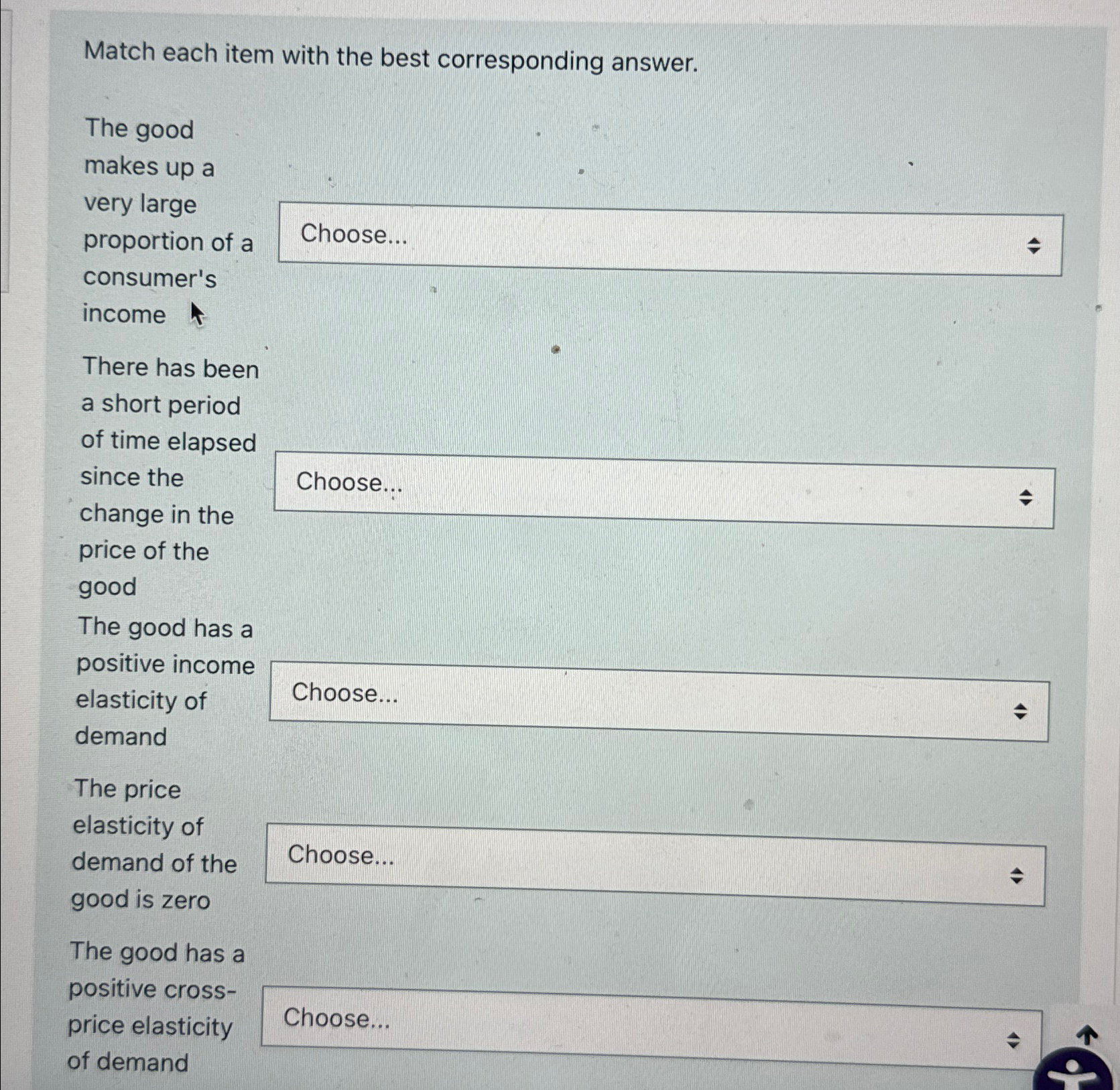 Solved Match each item with the best corresponding | Chegg.com