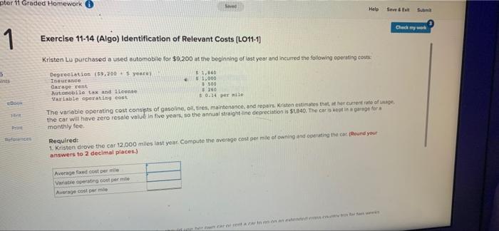 Solved pter 11 Graded Homework 0 Help Save S. Clicy work 1 | Chegg.com