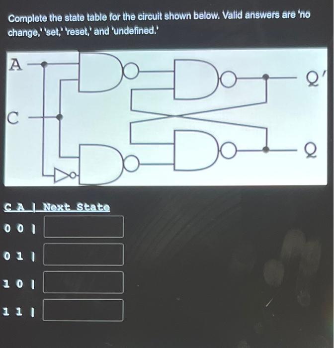 Solved Complete the state table for the circuit shown below. | Chegg.com