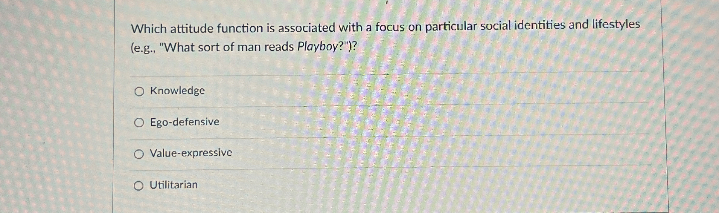 Solved Which attitude function is associated with a focus on | Chegg.com