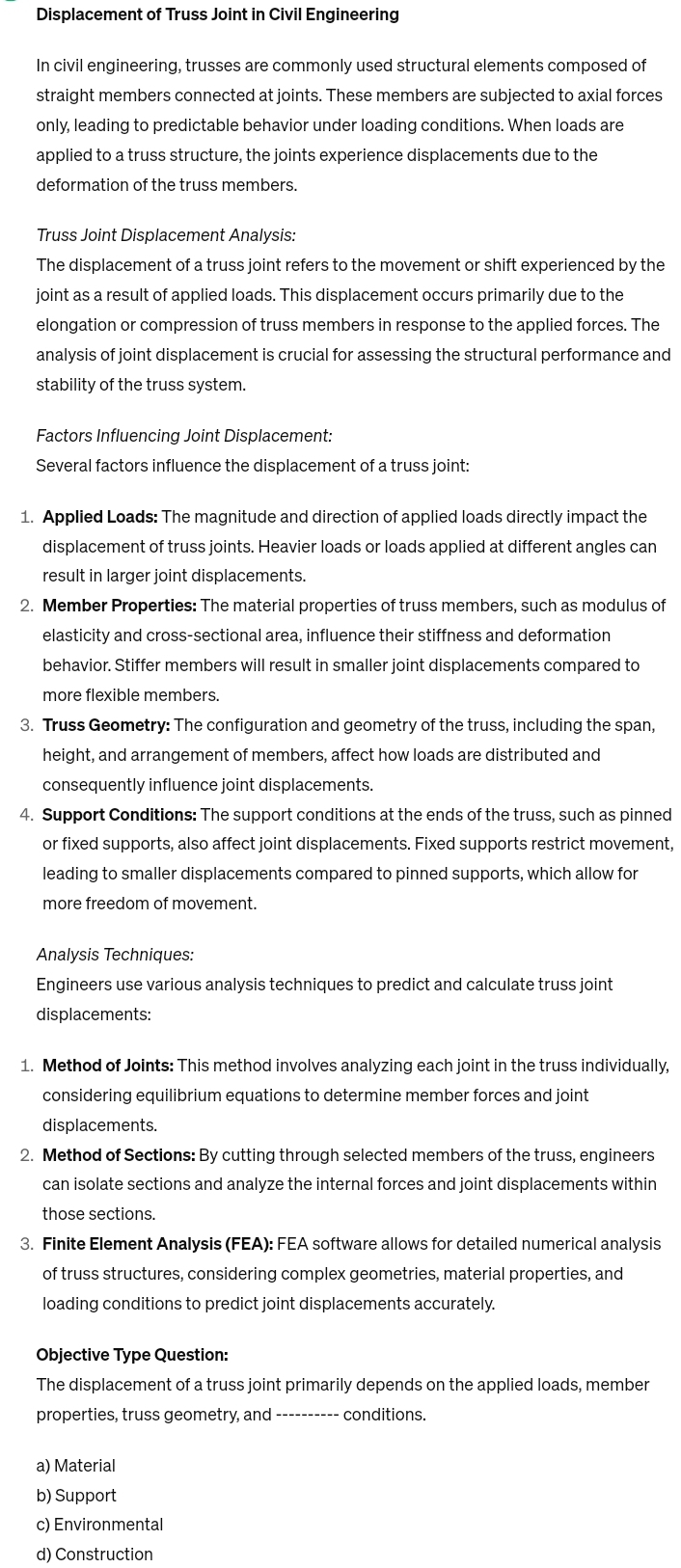 Solved Displacement of Truss Joint in Civil EngineeringIn | Chegg.com