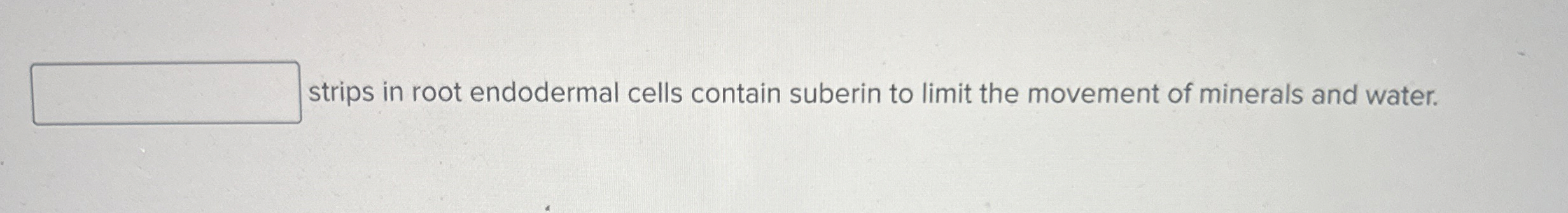 Solved strips in root endodermal cells contain suberin to | Chegg.com