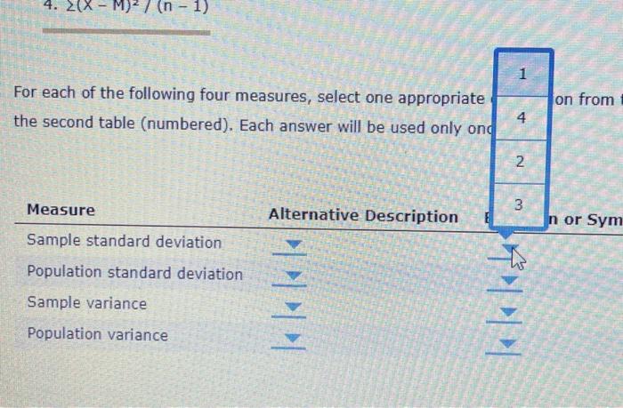 Solved 11. Measures of variability match-up There are | Chegg.com
