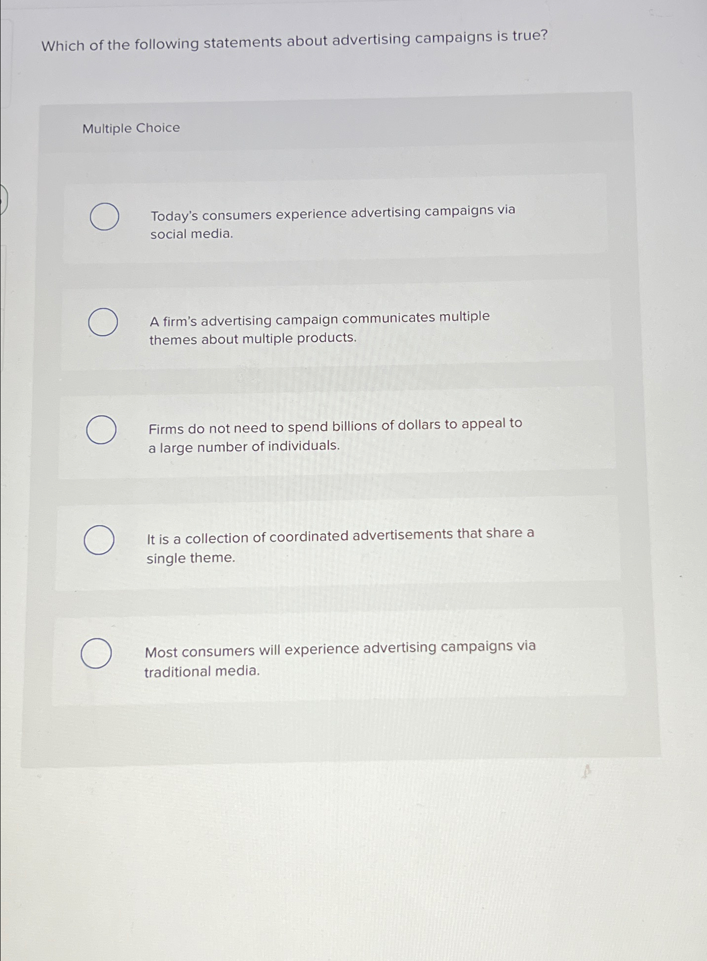 Solved Which of the following statements about advertising | Chegg.com