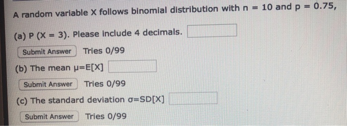 Solved A random variable X follows binomial distribution | Chegg.com