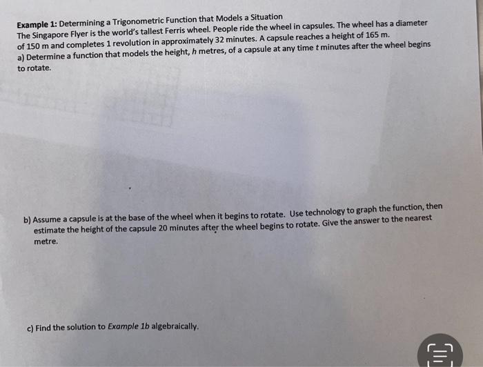 Solved Example 1: Determining a Trigonometric Function that | Chegg.com