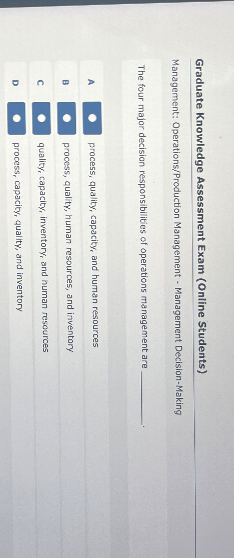 Solved Graduate Knowledge Assessment Exam (Online | Chegg.com