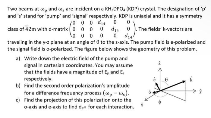 d14 Two beams at wp and we are incident on a KH2DPO4 | Chegg.com