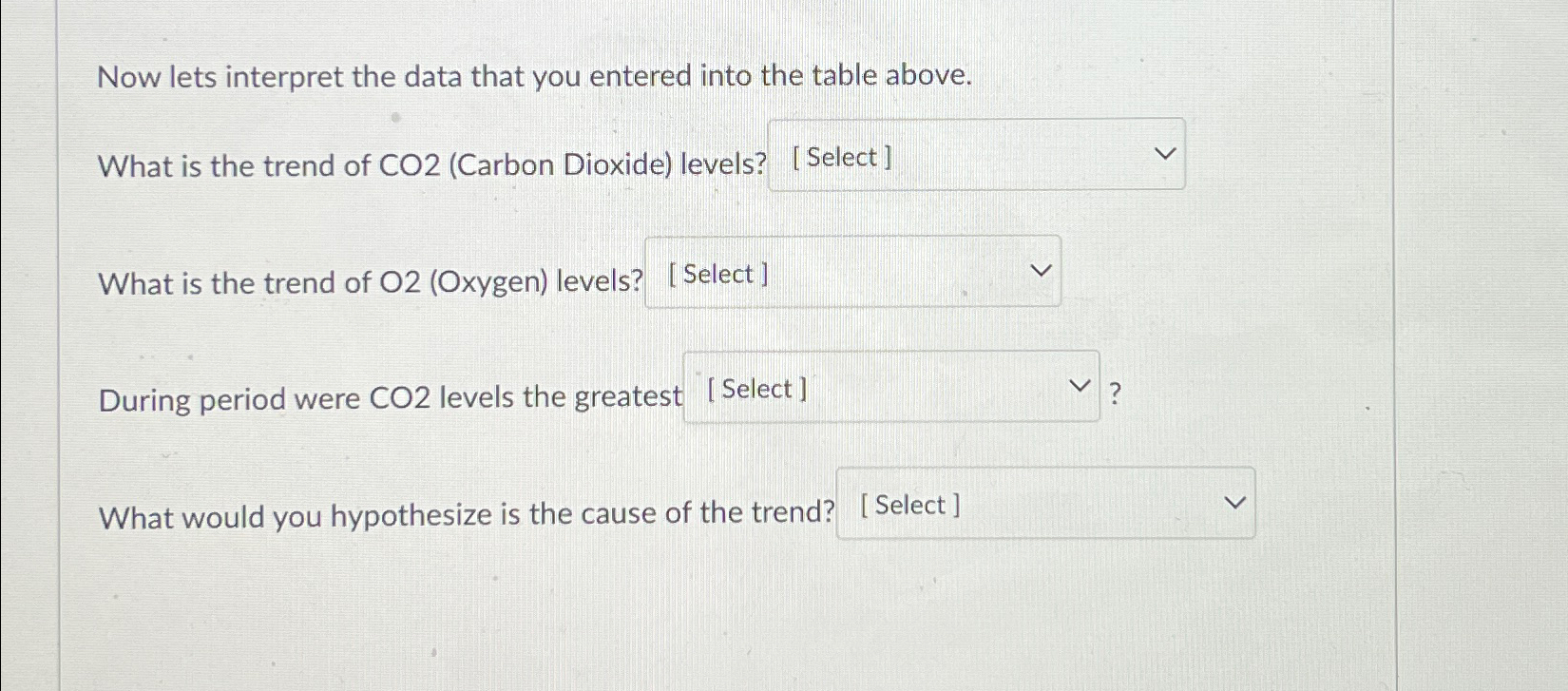Solved Now lets interpret the data that you entered into the | Chegg.com