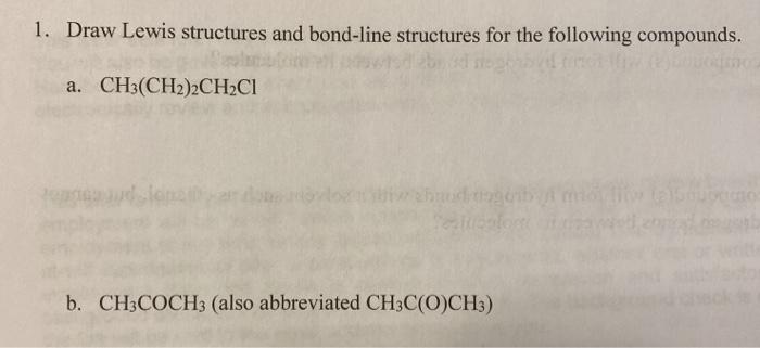 Solved 1. Draw Lewis structures and bond-line structures for | Chegg.com
