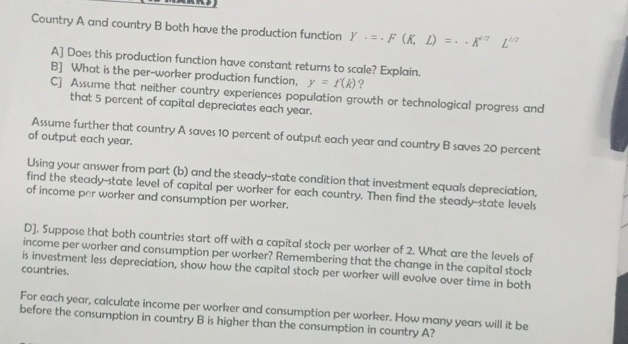 Solved Country A and country B both have the production | Chegg.com