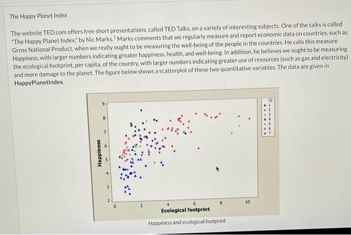 Solved The Happy Planet Index The website TED.com offers | Chegg.com