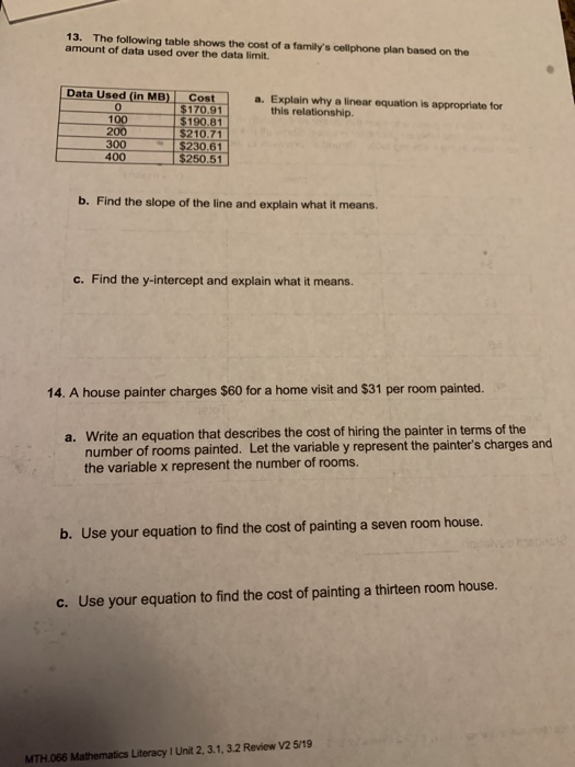 Solved MTH.066 Mathematics Literacy Unit 2 and Lessons 3-1 | Chegg.com