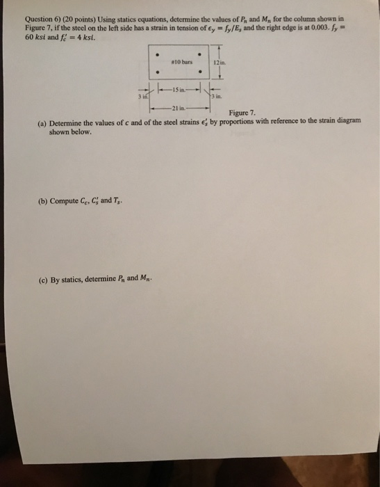 Solved Question 6 20 Points Using Statics Equations