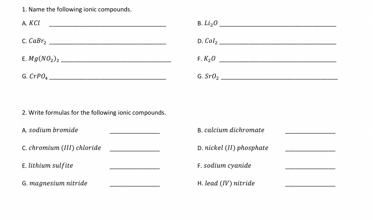 Solved Name the following ionic compounds.A. | Chegg.com