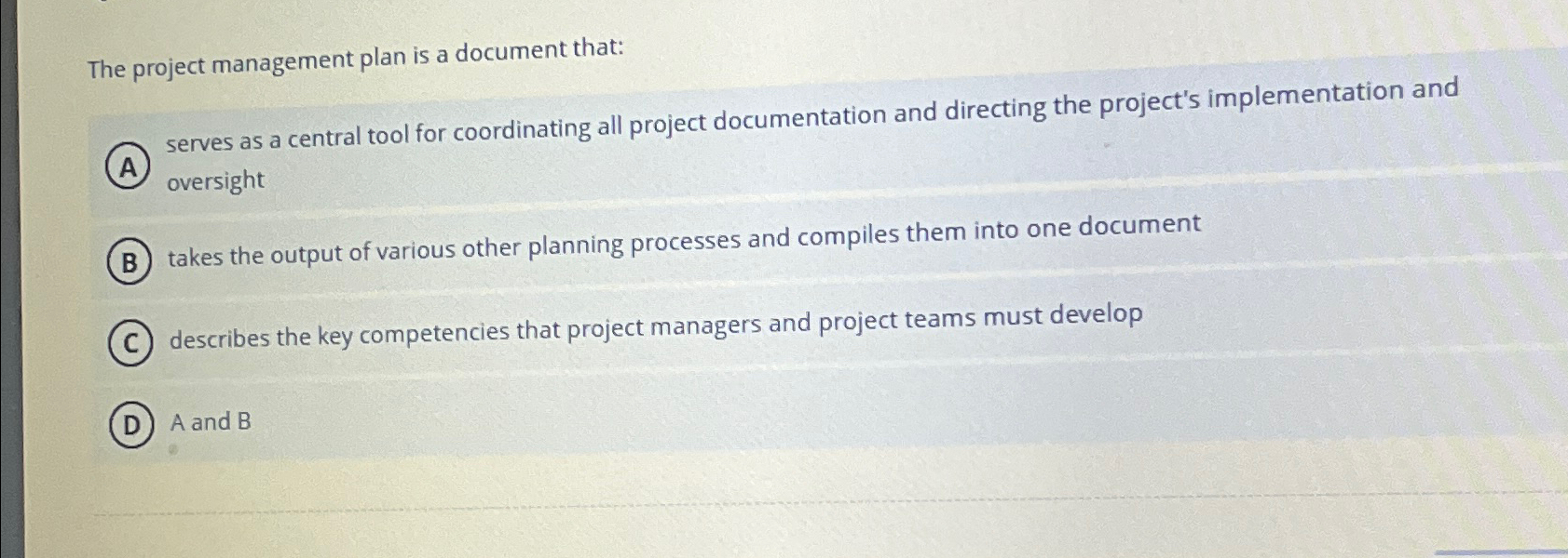 The project management plan is a document that:serves | Chegg.com
