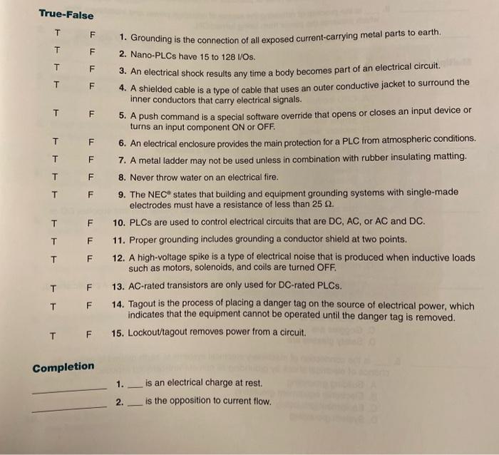 Solved 1. Grounding is the connection of all exposed | Chegg.com