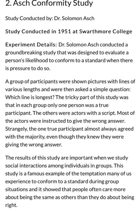 Solved Choose one of the classic studies from " influential | Chegg.com