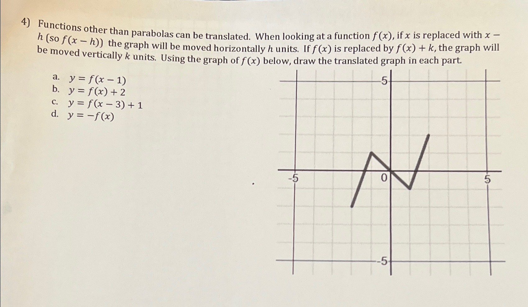 Solved Functions other than parabolas can be translated. | Chegg.com