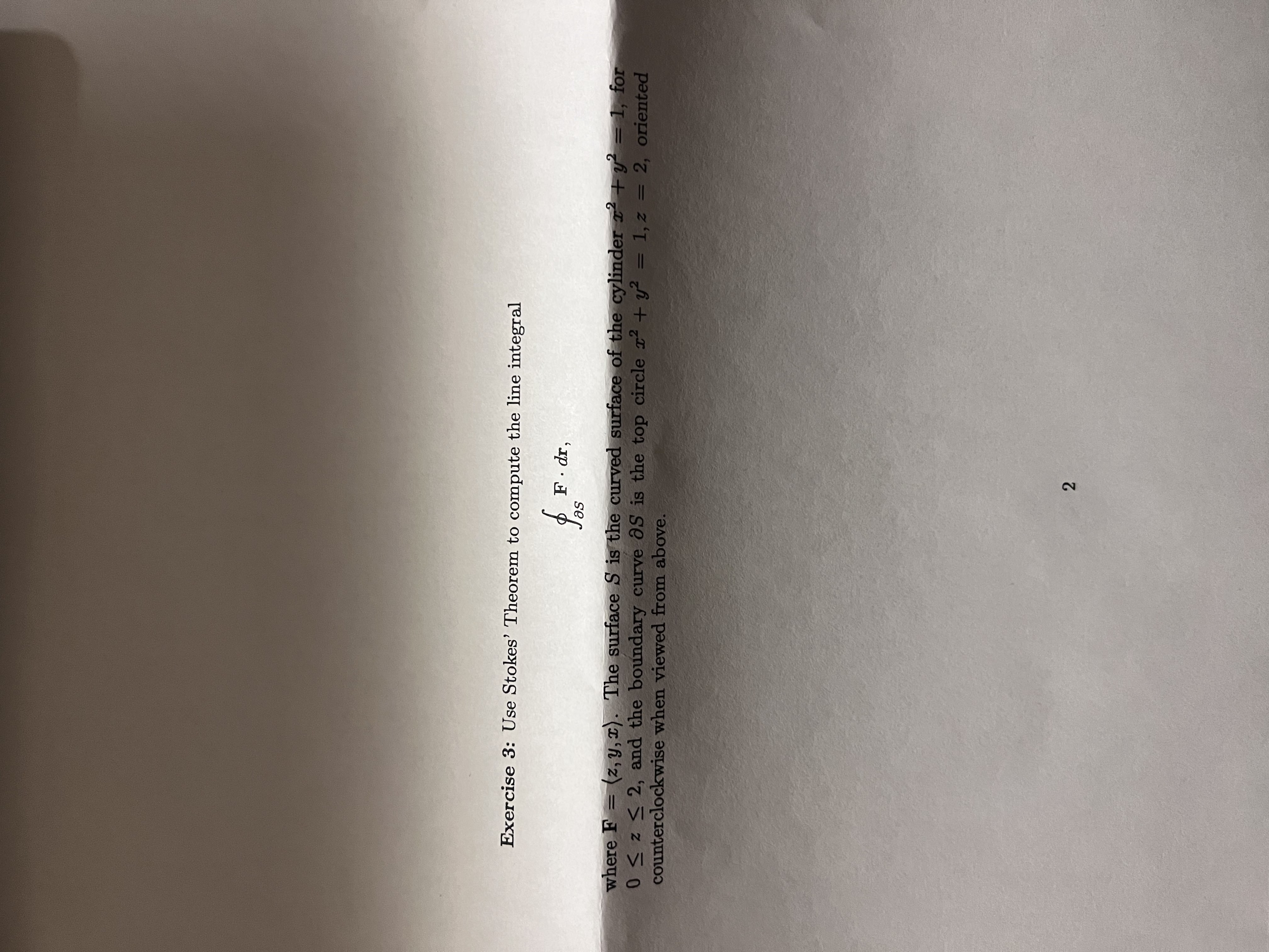 Solved Exercise 3: Use Stokes' Theorem to ﻿compute the line | Chegg.com