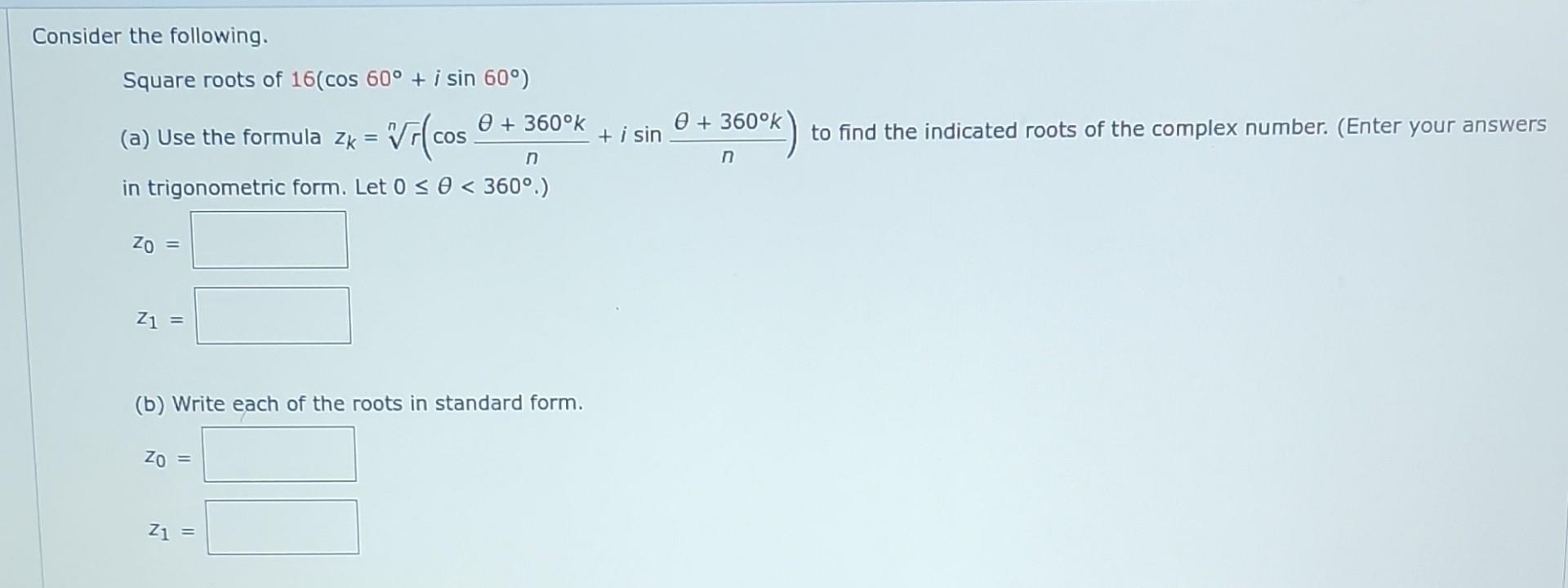 Solved Consider the following. Square roots of | Chegg.com