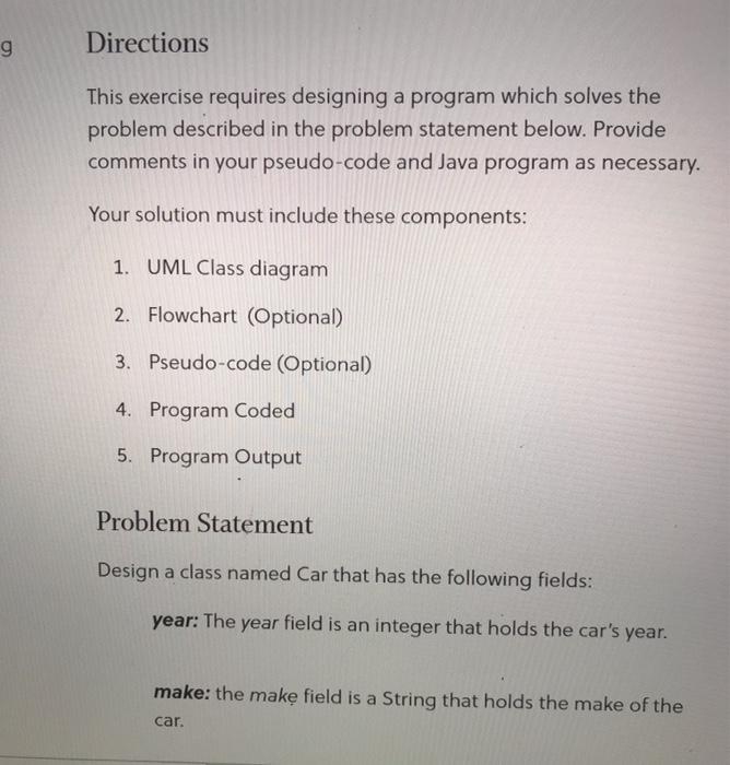 Solved g Directions This exercise requires designing a | Chegg.com