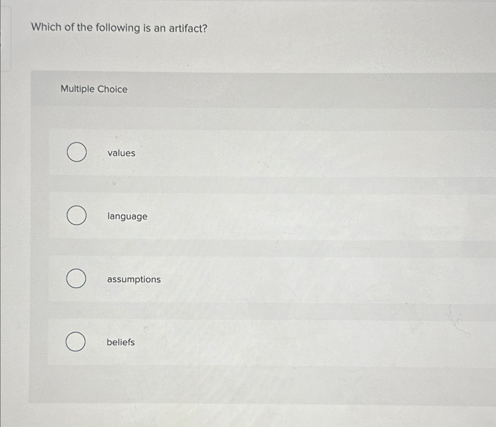 Solved Which of the following is an artifact?Multiple | Chegg.com
