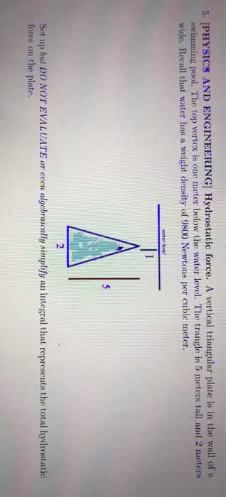 Solved 5. [PHYSICS AND ENGINEERING) Hydrostatic force. A | Chegg.com