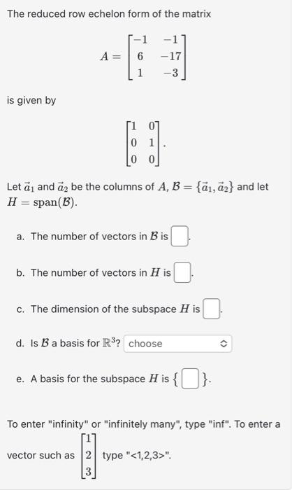 Solved The reduced row echelon form of the matrix | Chegg.com
