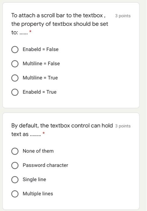 Solved To attach a scroll bar to the textbox, 3 points the | Chegg.com