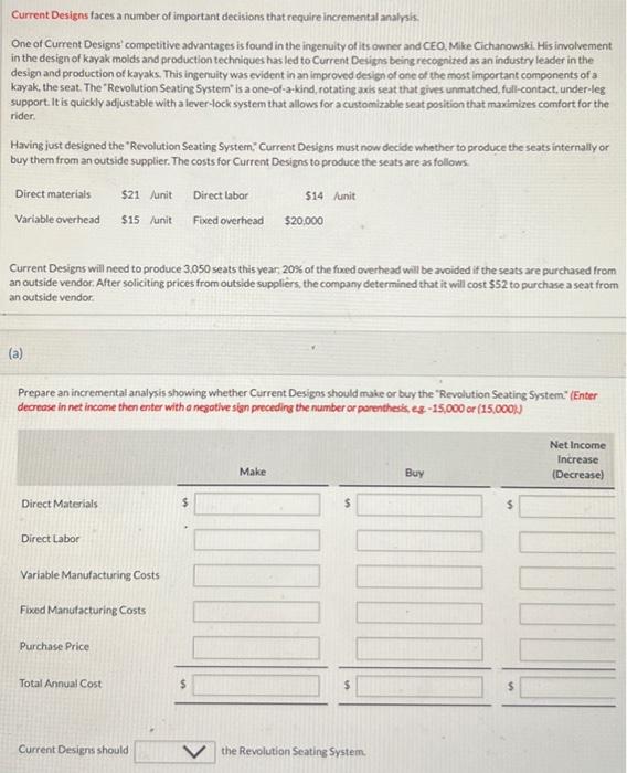 Solved Current Designs faces a number of important decisions | Chegg.com