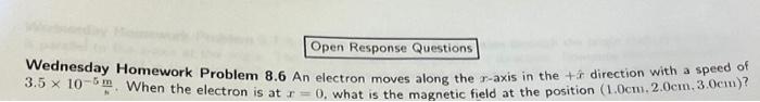 Solved Open Response Questions Wednesday Homework Problem | Chegg.com