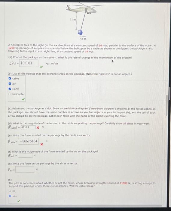 Solved A helicopter fies to the right (in the +x direction) | Chegg.com
