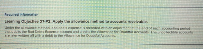 Solved Required Information Learning Objective 07-P2: Apply | Chegg.com