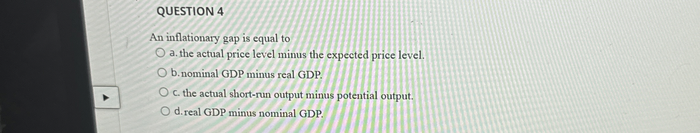 Solved QUESTION 4An inflationary gap is equal toa. ﻿the | Chegg.com