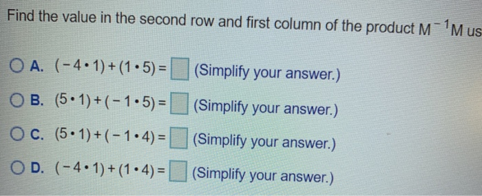 Solved Given M, find Mº' and show that M-?M=1. Find M-1 M-1= | Chegg.com