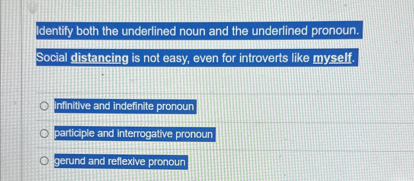 Identify both the underlined noun and the underlined | Chegg.com