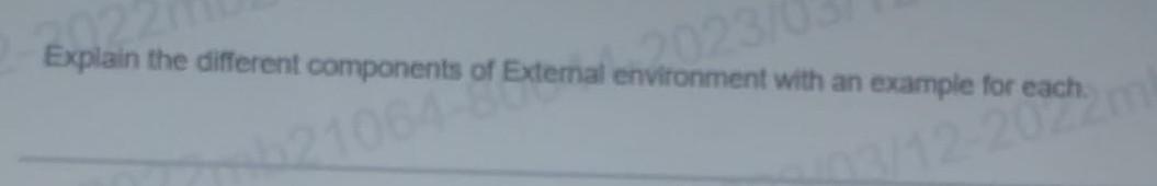 Solved Explain the different components of External | Chegg.com