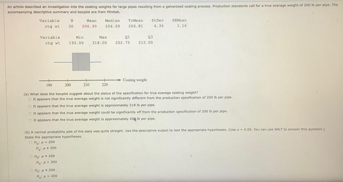 Solved (a) What does the boxplot suggest about the status of | Chegg.com