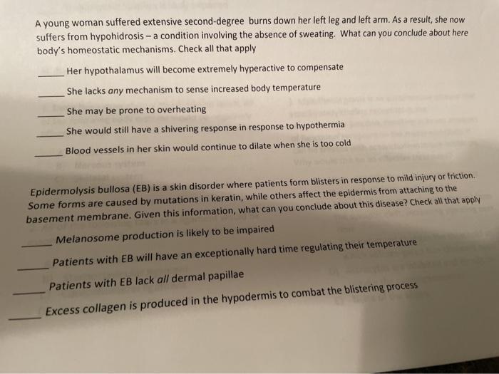 Solved A young woman suffered extensive second-degree burns | Chegg.com