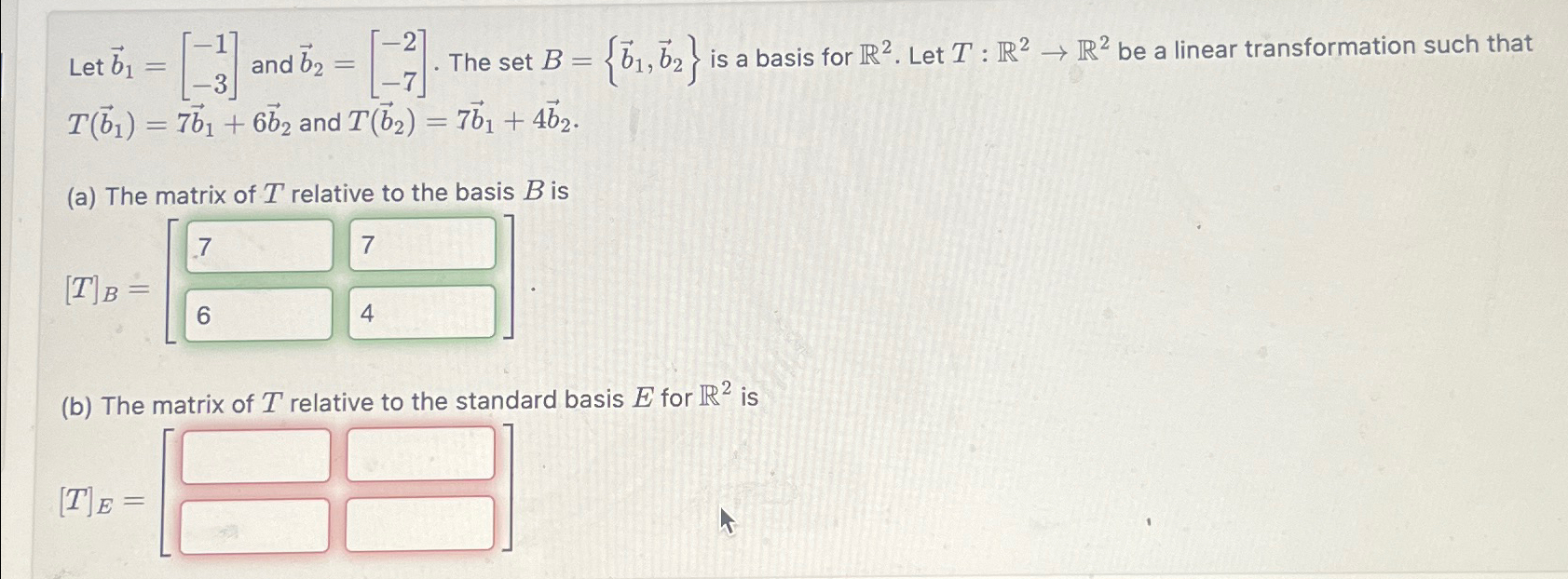 Solved Let vec(b)1=[-1-3] ﻿and vec(b)2=[-2-7]. ﻿The set | Chegg.com
