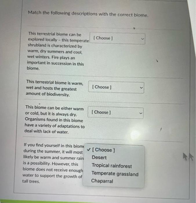 Solved Match the following descriptions with the correct | Chegg.com