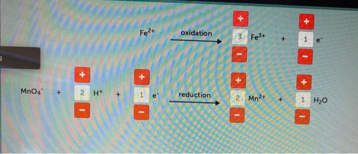 Solved Fe24 oxidation MnO4 reduction X H2O | Chegg.com