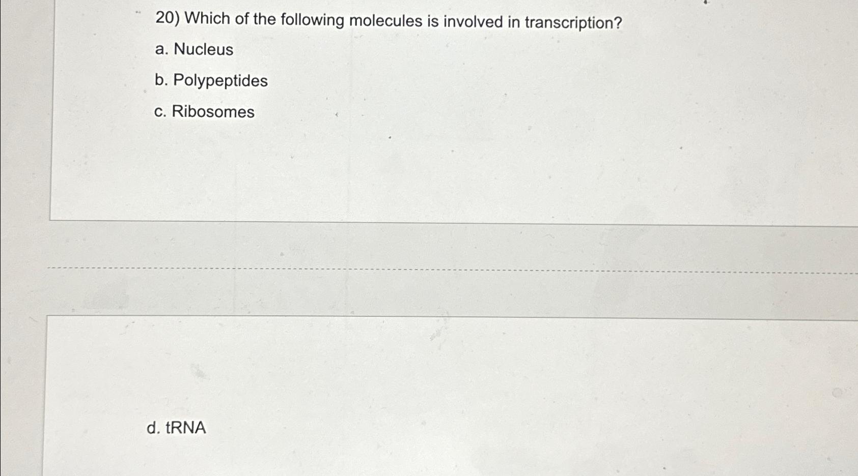 Solved Which of the following molecules is involved in | Chegg.com