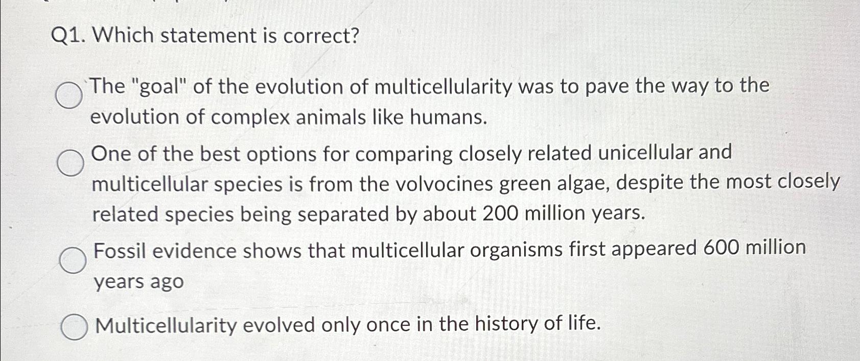 Solved Q1. ﻿Which statement is correct?The "goal" of the | Chegg.com