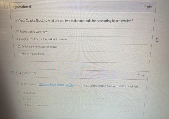 Solved Question 3 1 pts Match the following coastal features | Chegg.com