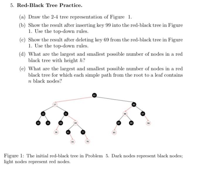 Solved 5. Red-Black Tree Practice. (a) Draw the 2-4 tree | Chegg.com