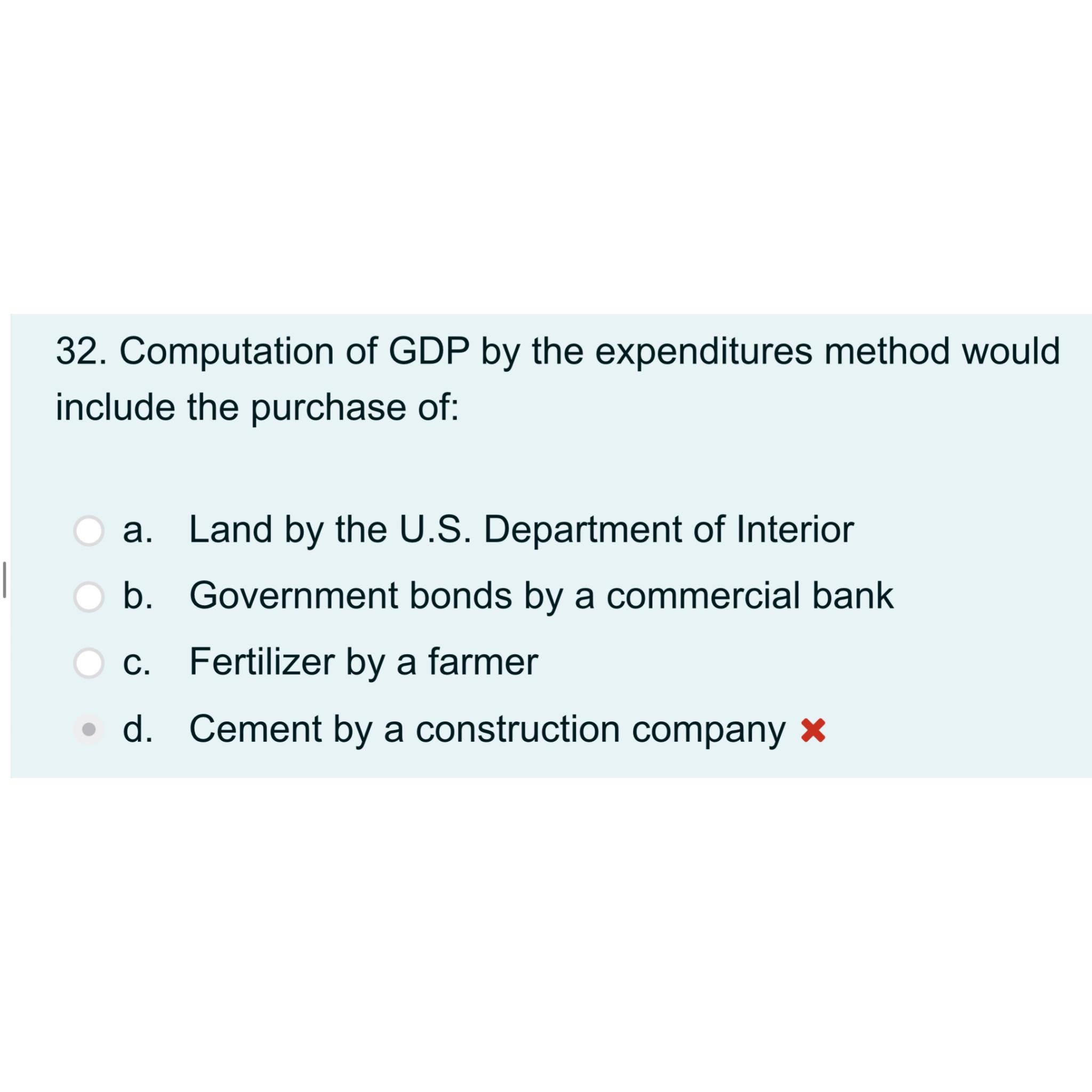 Solved Computation of GDP by the expenditures method would | Chegg.com