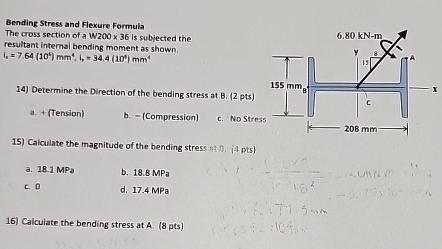 Solved Bending Stress and Flexure FormulaThe cross section | Chegg.com