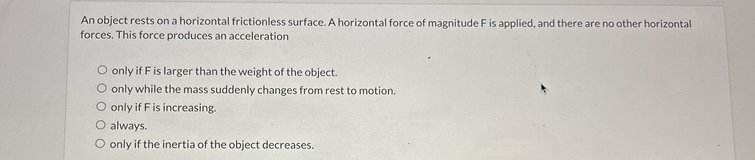 High Quality Solution An Object Rests On A Horizontal Frictionless